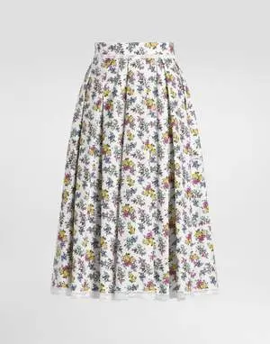 Dolce & Gabbana Floral-print Poplin Midi Skirt