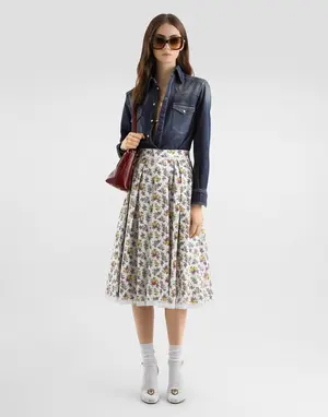Dolce & Gabbana Floral-print Poplin Midi Skirt