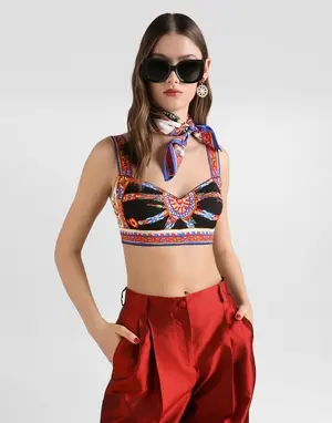 Dolce & Gabbana Carretto-print Charmeuse Top