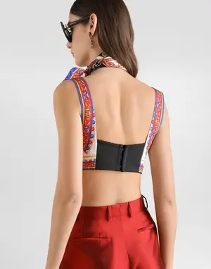Dolce & Gabbana Carretto-print Charmeuse Top