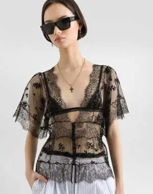 Dolce & Gabbana Embroidered Tulle Top