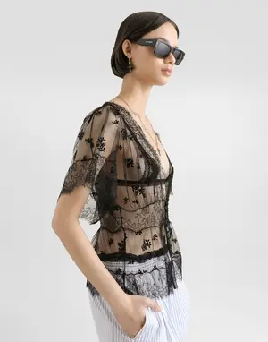 Dolce & Gabbana Embroidered Tulle Top