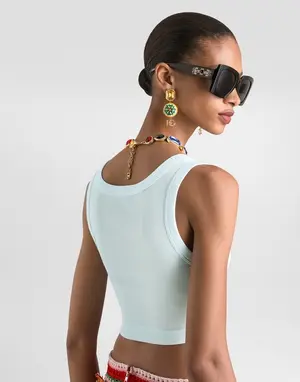 Dolce & Gabbana Cropped Ribbed Tank Top With Logo