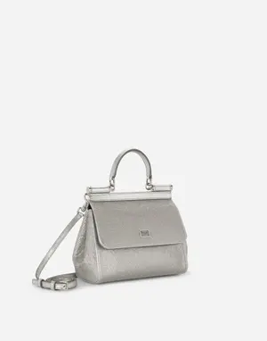 Dolce & Gabbana Medium Sicily Handbag In Satin With Rhinestones