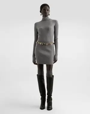 Dolce & Gabbana Turtleneck Long Dress In Wool