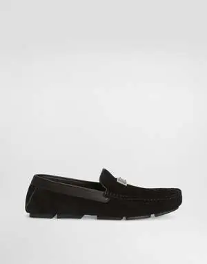 Dolce & Gabbana Split Calfskin Slip-on Slipper With Logo Plate