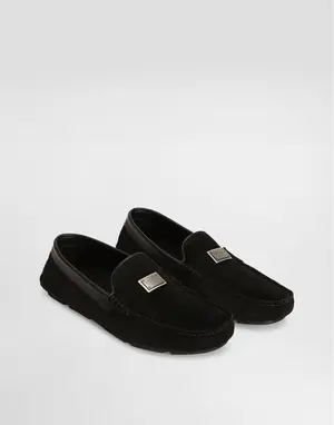 Dolce & Gabbana Split Calfskin Slip-on Slipper With Logo Plate