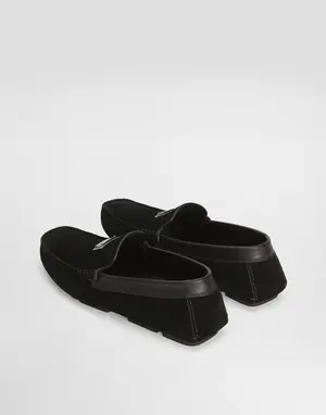 Dolce & Gabbana Split Calfskin Slip-on Slipper With Logo Plate