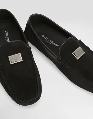 Dolce & Gabbana Split Calfskin Slip-on Slipper With Logo Plate