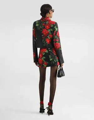 Dolce & Gabbana Rose-print Brocade Jacket With Jewel Buttons