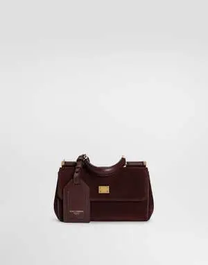 Dolce & Gabbana Mini My Sicily Handbag In Split Leather - Bordeaux