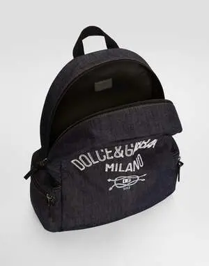 Dolce & Gabbana Denim Backpack With Logo