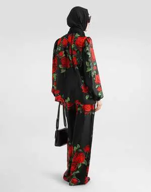 Dolce & Gabbana Rose-print Vanity Silk Trousers