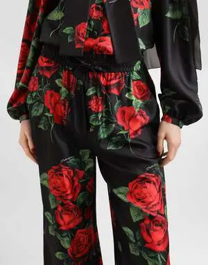 Dolce & Gabbana Rose-print Vanity Silk Trousers