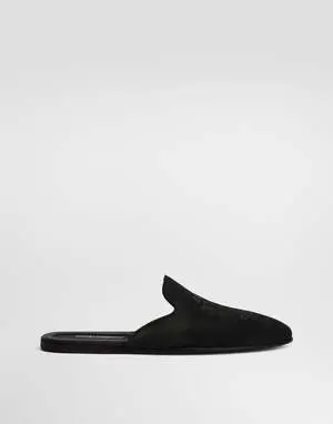 Dolce & Gabbana Calfskin Embroidered Slippers