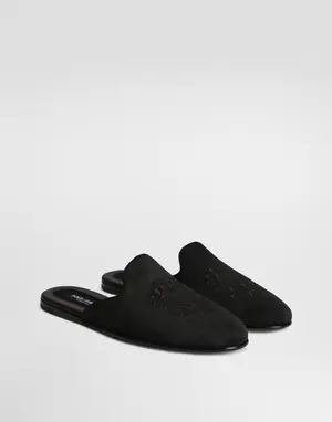 Dolce & Gabbana Calfskin Embroidered Slippers