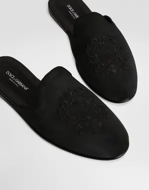 Dolce & Gabbana Calfskin Embroidered Slippers