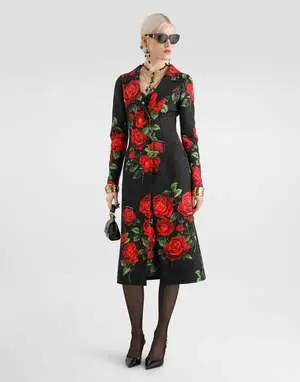 Dolce & Gabbana Rose-print Satin Lace Top