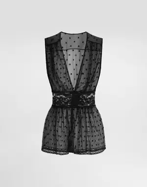 Dolce & Gabbana Polka Dot Lace Embellished Top