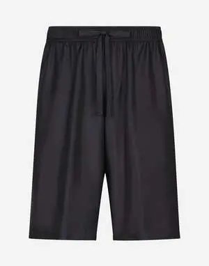 Dolce & Gabbana Silk Twill Jogging Shorts With Embroidery