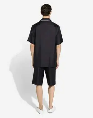 Dolce & Gabbana Silk Twill Jogging Shorts With Embroidery