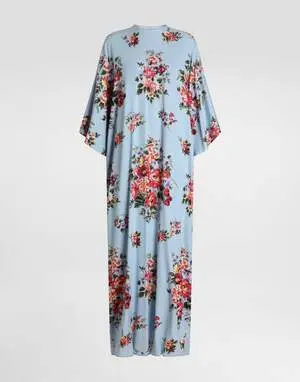 Dolce & Gabbana Flower Bouquet-print Long Charmeuse Dress - Multicolor