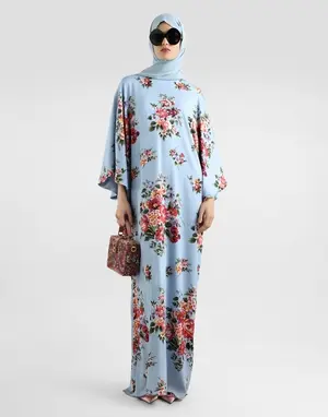 Dolce & Gabbana Flower Bouquet-print Long Charmeuse Dress