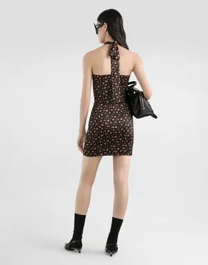 Dolce & Gabbana Rose-print Satin Mini Dress
