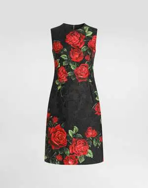 Dolce & Gabbana Rose-print Brocade Dress - Multicolor