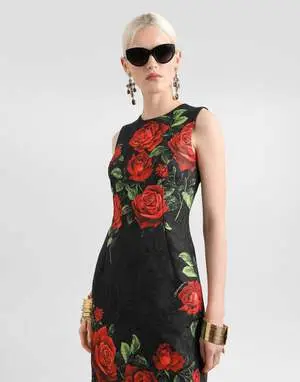 Dolce & Gabbana Rose-print Brocade Dress