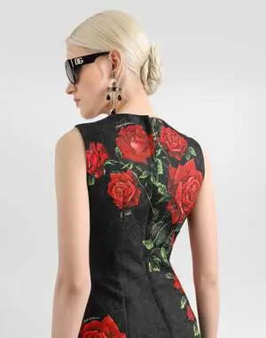 Dolce & Gabbana Rose-print Brocade Dress