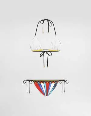 Dolce & Gabbana Carretto-print Triangle Bikini