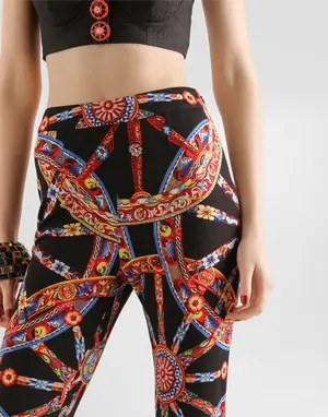 Dolce & Gabbana Carretto-print Viscose Jersey Flare Leggings