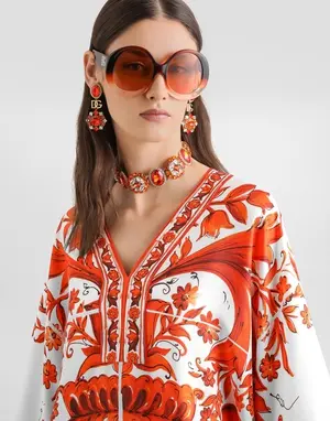 Dolce & Gabbana Majolica-print Twill Short Kimono Dress
