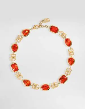 Dolce & Gabbana Logo Necklace With Red Stones
