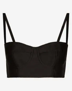 Dolce & Gabbana Satin And Marquisette Bustier - Black