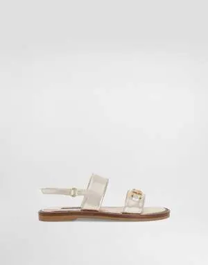 Dolce & Gabbana Laminated Nappa Leather Sandals With Logo Detail