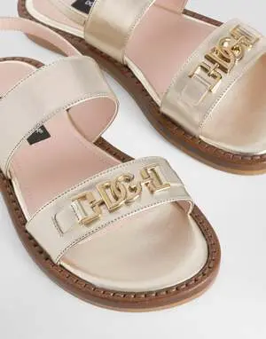 Dolce & Gabbana Laminated Nappa Leather Sandals With Logo Detail