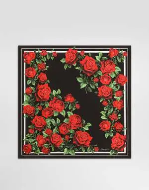 Dolce & Gabbana 90x90 Rose- Silk Twill Scarf - Print