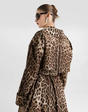 Dolce & Gabbana Double-breasted Leopard Cotton Drill Coat