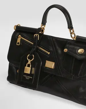 Dolce & Gabbana Leather Medium My Sicily Handbag With Biker Patch
