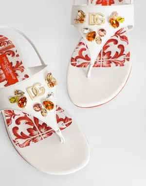 Dolce & Gabbana Nappa Calfskin Embellished Sandals