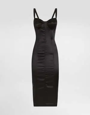 Dolce & Gabbana Stretch Satin Dress With Sweetheart Neckline - Black