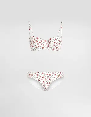 Dolce & Gabbana Small Rose-print Padded Balconette Bikini - Multicolor