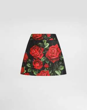 Dolce & Gabbana Rose-print Brocade Skirt