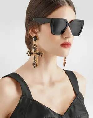 Dolce & Gabbana Embellished Cross Clip-on Earrings