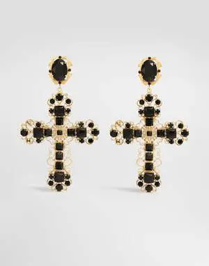 Dolce & Gabbana Embellished Cross Clip-on Earrings - Multicolor