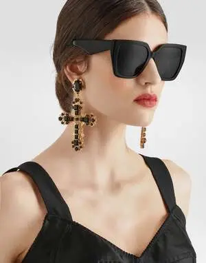 Dolce & Gabbana Embellished Cross Clip-on Earrings