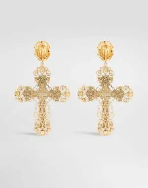 Dolce & Gabbana Embellished Cross Clip-on Earrings