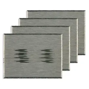 KUTNIA Peshtemal Ikat Cotton Fringe Placemats, Set Of 4 - Green